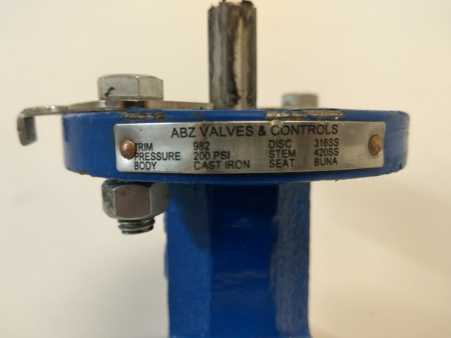 NEW OLD STOCK! ABZ VALVES & CONTROLS 2-1/2" 200PSI BUTTERFLY VALVE 982 ...