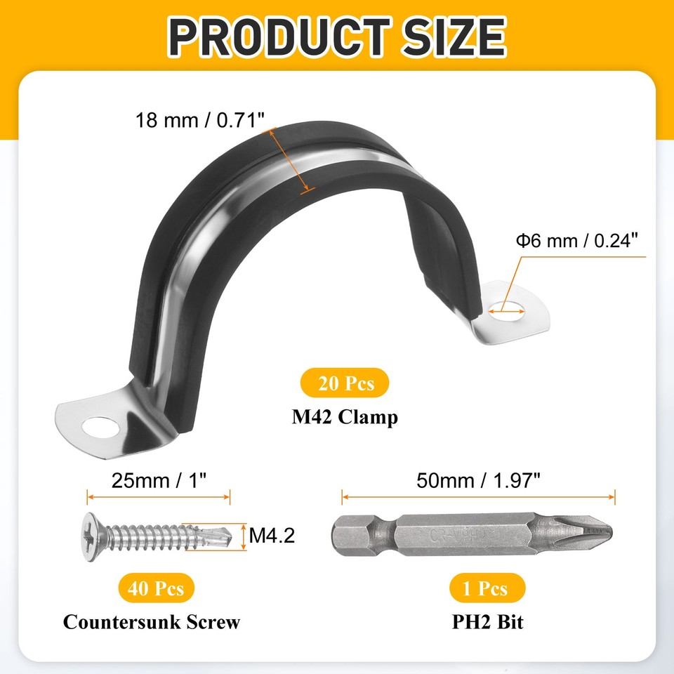 20Pcs M42 Clamp Rubber Cushioned Insulated Clamp with Screw and Bit ...