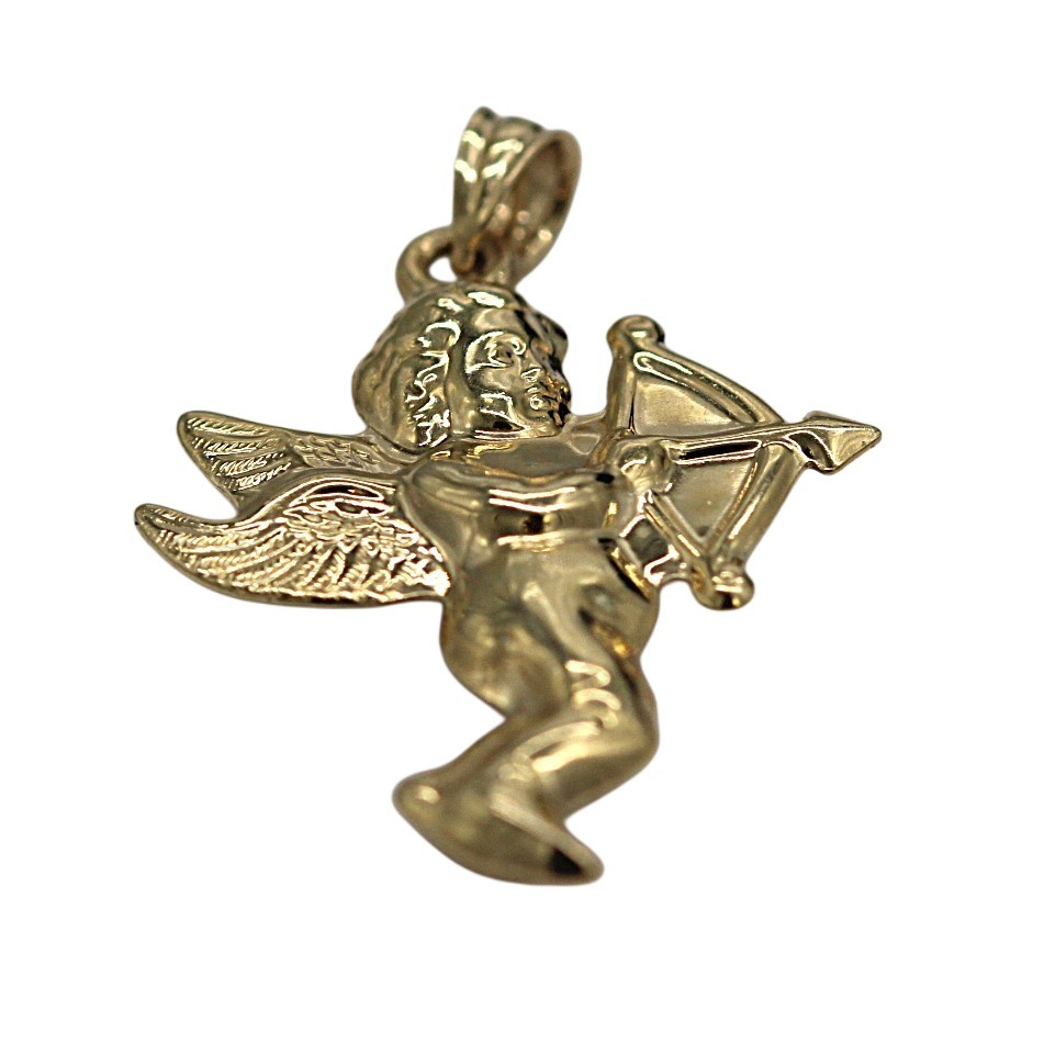 14K Yellow Gold Hollow Cupid Pendant | eBay