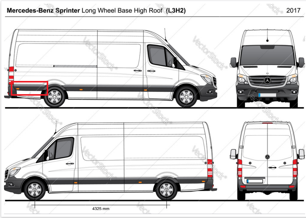 MERCEDES SPRINTER DRIVERS SIDE RIGHT REAR QUARTER MOULDING LWB 2010 ...