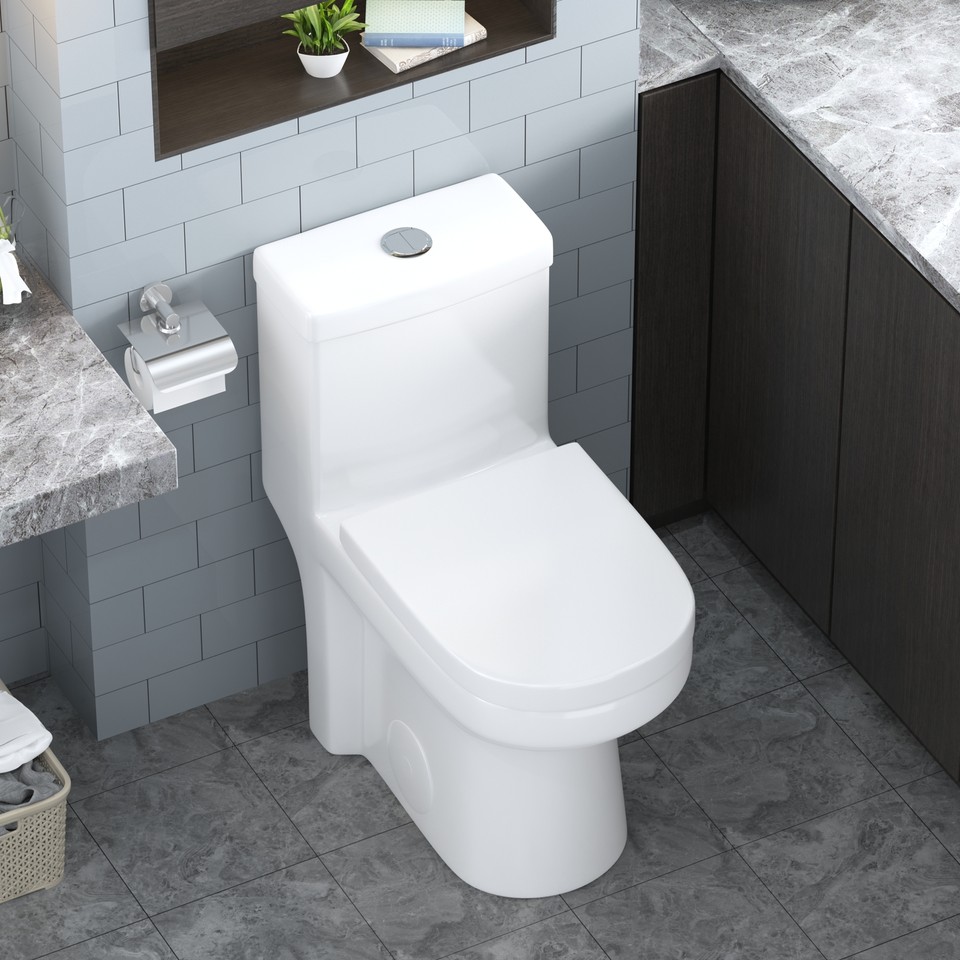 HOROW One Piece Toilet Bathroom Compact Dual Flush With Soft Close Seat ...