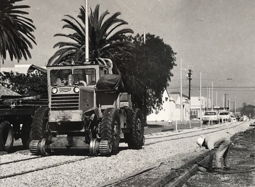 San Diego Trolley Removing Old Rails on Commercial Ave Train B&W Photo ...