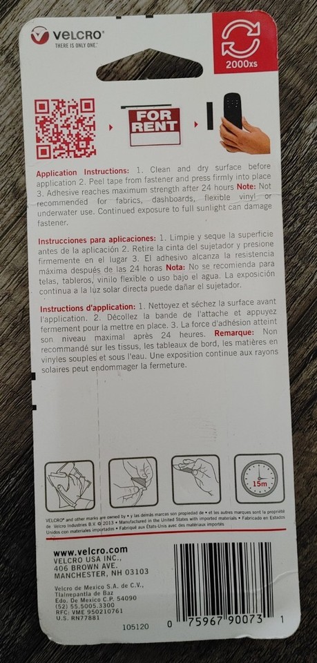 VELCRO(r) White Sticky Back(tm) Squares - 7/8in. - 12 Sets | eBay