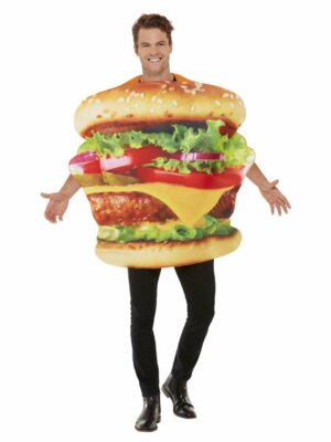 Burger Man Costume Hamburger Stag Night Fast Food Buck's Fancy Dress ...