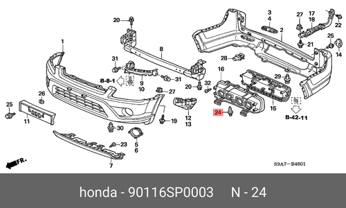 Genuine OE Clip Plastic 90116SP0003 For Honda 90116S-P0003 | eBay