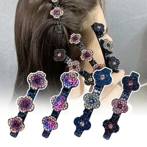 2PCS Women Double Layer Bangs Hairpin Hair Clip Headband Rhinestone ...