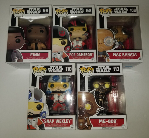 Lot (5) Funko Pop! Star Wars The Force Awakens Finn / POE / Maz / ME ...