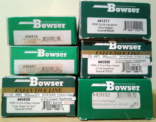HO SCALE 6 BOWSER LOT H21 4 BAY HOPPERS PENNSYLVANIA RAILROAD PRR | eBay