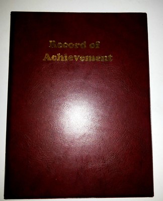 RECORD OF ACHIEVEMENT A4 FOLDER NEW (BURGUNDY LEATHER LOOK PVC) NEW ...