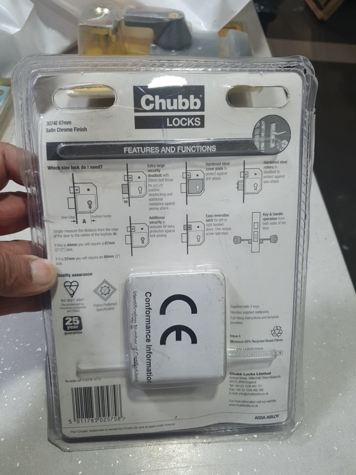 Chubb Locks 5 Lever Mortice Lock Sashlock 80mm Brass Finish – 3U74E ...