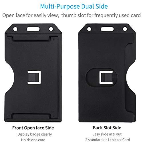 Multi Badge Holder 2 Sided Vertical Black ABS Rigid Plastic ID Card 5 ...