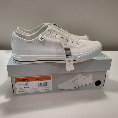 Hurley Women's CHLOE No Lace Slip-On Canvas Sneakers Shoes White, 8.5 ...