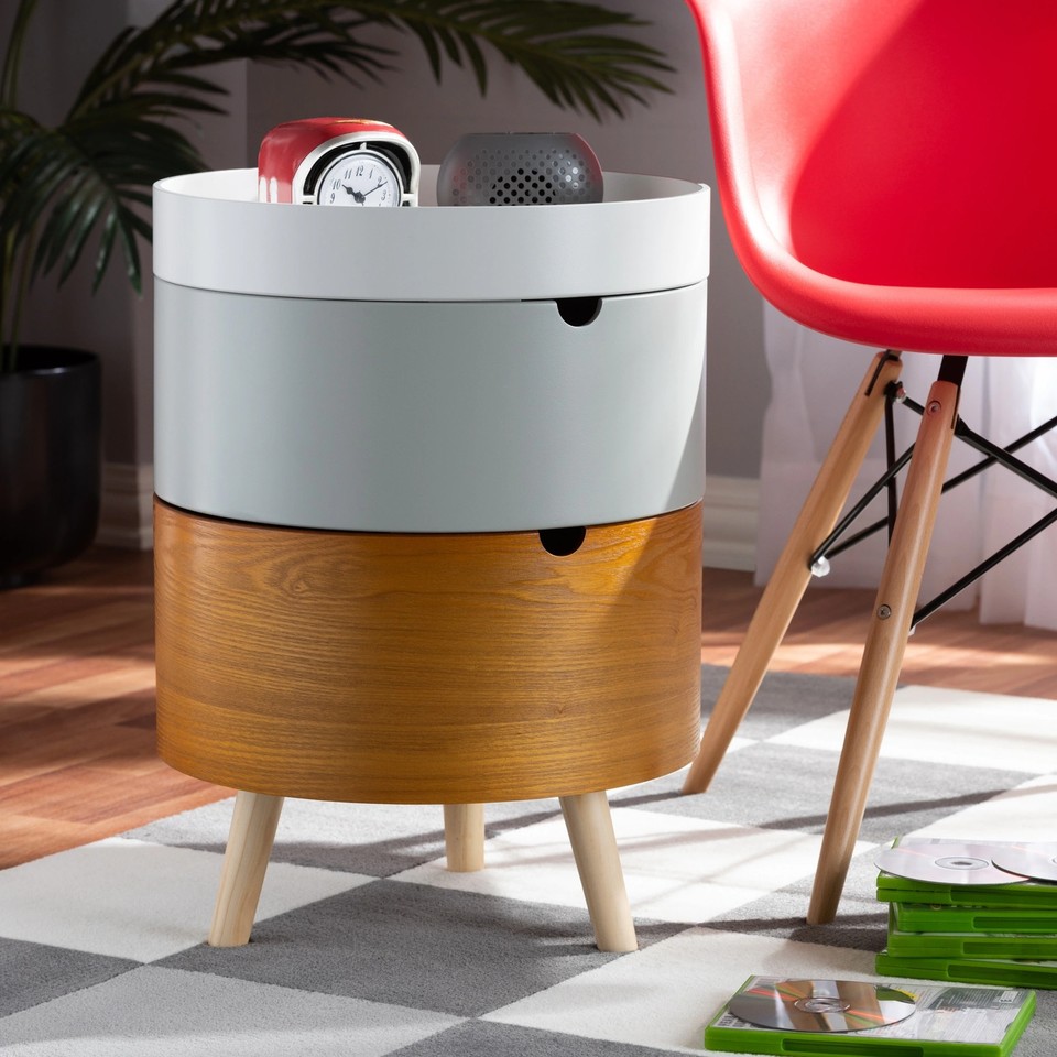 Baxton Studio Elison Mid-Century Modern Multi Color 3-Tier White/Light ...