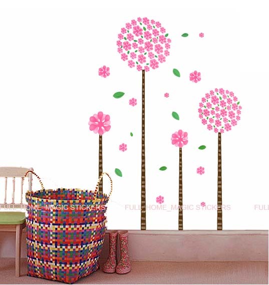 Pink Pandora Flower Tree REMOVABLE Wall Stickers Vinyl Art Decals Girls ...