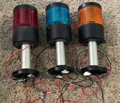 Set Of 3 Telemecanique Strobe Tower Lights, Amber, Blue, Red, 7.5” Tall ...