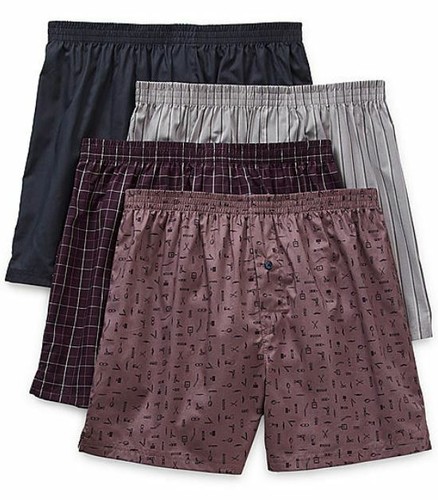 Stafford 4-Pack Men's 100% Cotton Woven Boxers Purple Gray Assorted | eBay