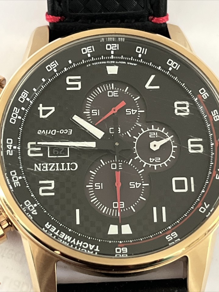 Citizen Eco-Drive B612 Chrono Leather Tachy Mens Watch 44mm -has ...