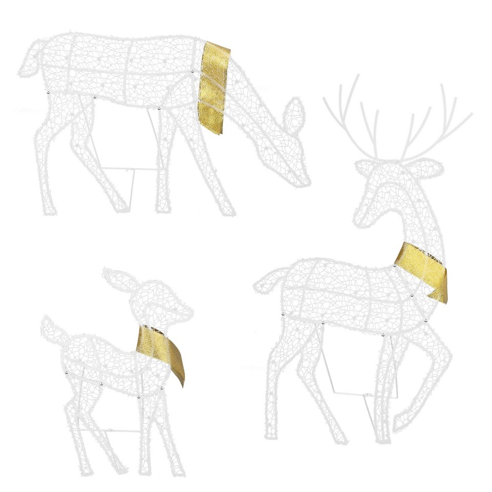 3Packs 2D Light-Up Deer Holiday Decoration Outdoor Decor Set Christmas ...