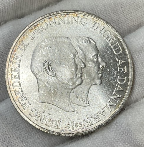 1953 Denmark 2 Kroner Silver Coin BU Condition | eBay