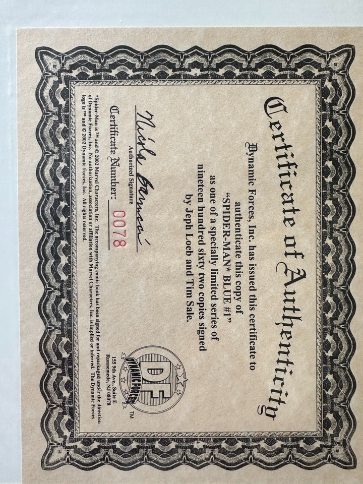 Spider-man Blue Tim Sale Jeph loeb autographed Book One Marvel Dynamic ...