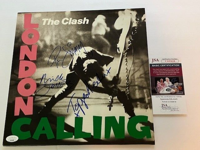 The Clash Signed Album Cover LONDON CALLING Simonon Jones Headon JSA# ...