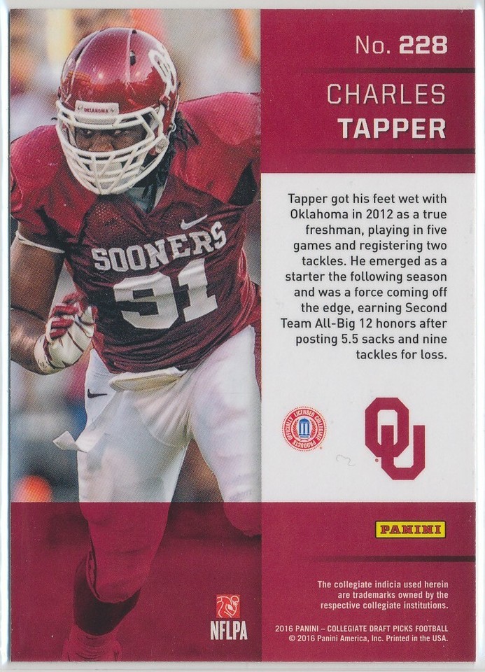 Charles Tapper - Oklahoma Sooners - 2016 Prizm Draft Picks Football ...