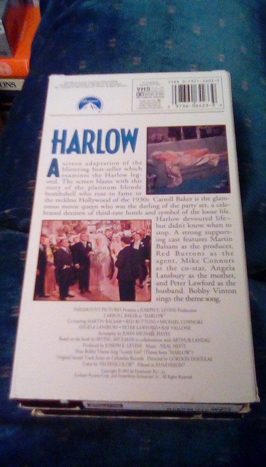 Harlow RARE Paramount (1965) VHS 1930s Hollywood Jean Harlow biography ...