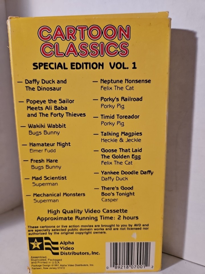 Cartoon Classics, Vol.1, 2 Hours, Children Animated VHS Video Tape | eBay