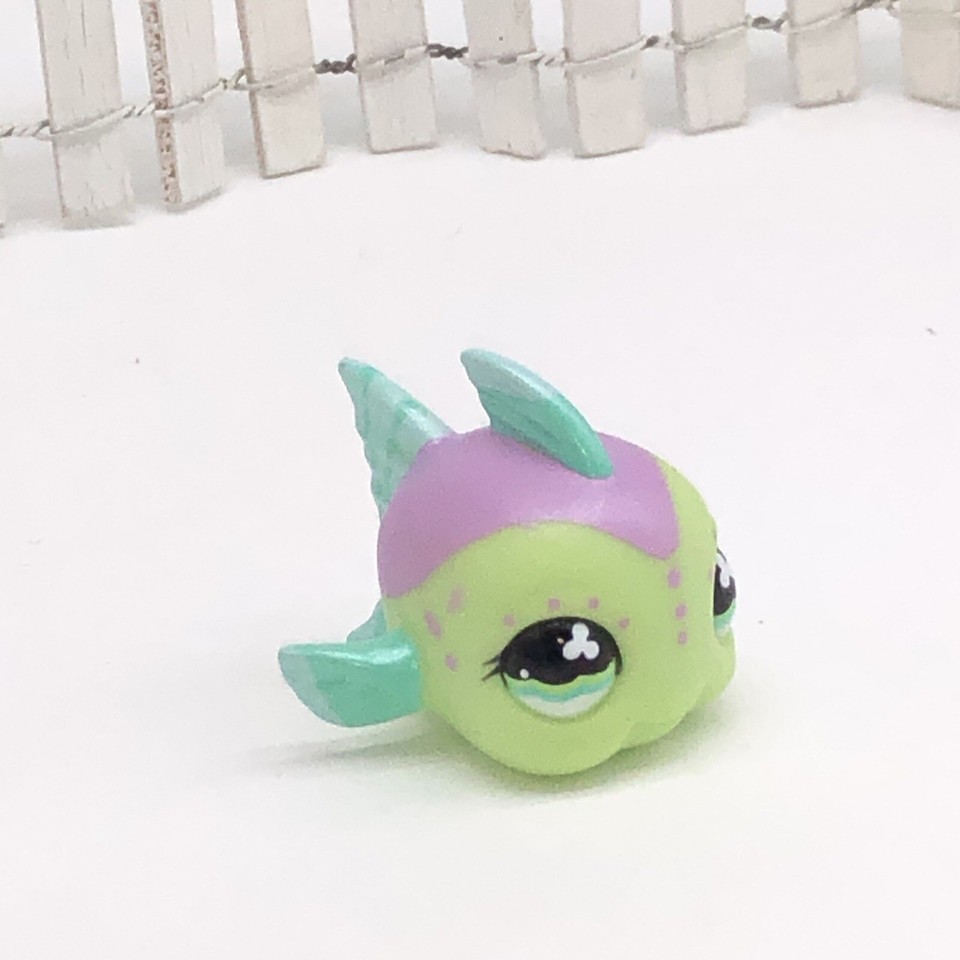 Littlest Pet Shop LPS #514 Shimmer Green Purple Pufferfish Baby Fish | eBay