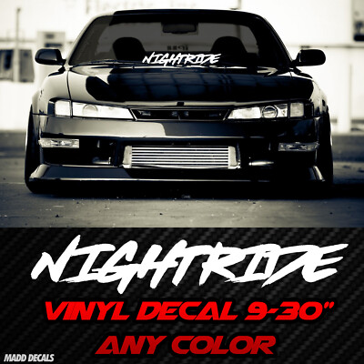 NIGHTRIDE Windshield Banner Decal Sticker JDM Brush Font | eBay