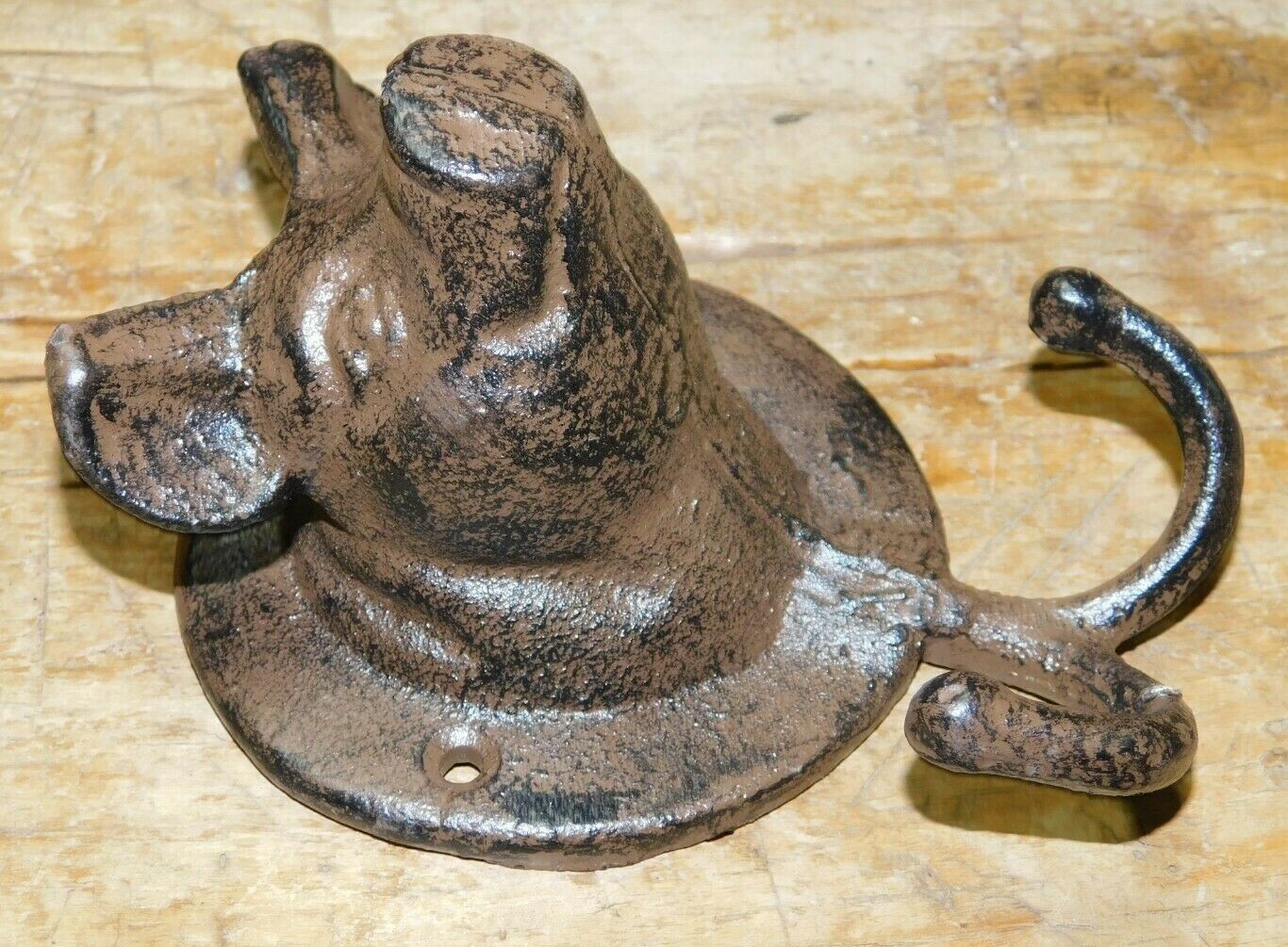 HUGE 3 D Cast Iron Antique Style PIG Coat Hooks Hat Hook Rack Towel HOG ...