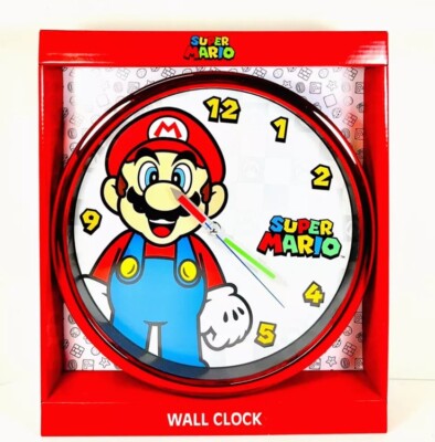 Super Mario Brothers RED Wall Clock Mario - 11.5 inches Round Nintendo ...