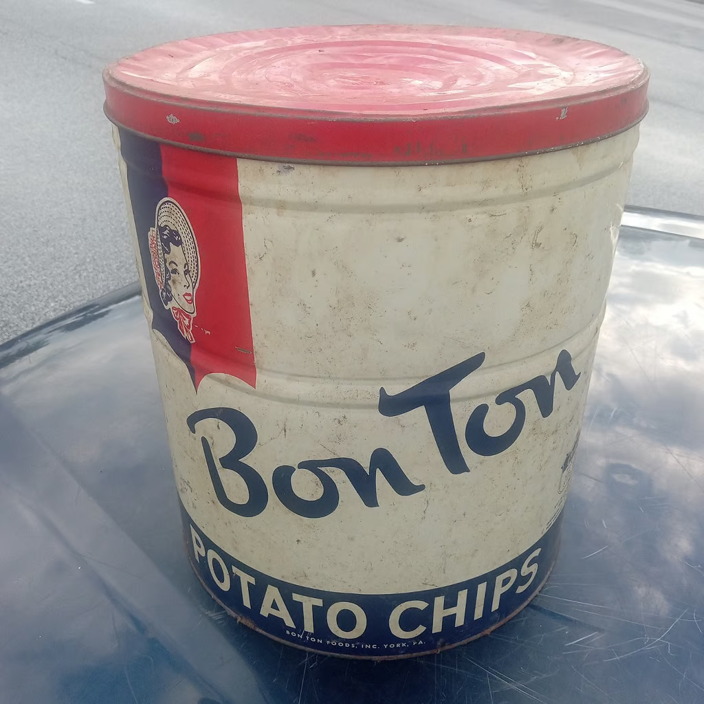 BON TON POTATO CHIPS LARGE VINTAGE 3 LB DISPLAY SIZED TIN #1 | eBay