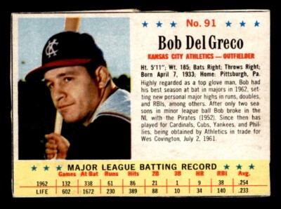 1963 Post Baseball #91 Bob Del Greco VG | eBay