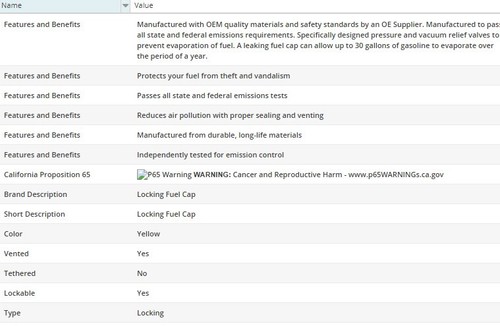 MotoRad MGC607 Fuel Tank Cap for RAM PROMASTER 2500 2014-2019 V6-3.6L ...