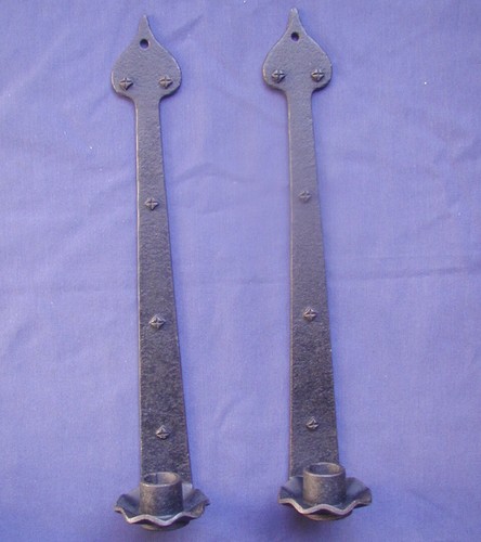 Vintage Pair of EMIG 16” Wall Mount Sconce Cast Iron Metal Candle ...