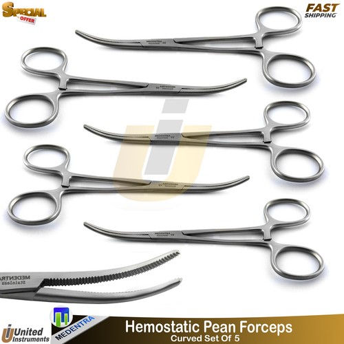 5Pcs Dental Pean Forceps Arterial Vessel Veterinary Hemostatic Surgical ...
