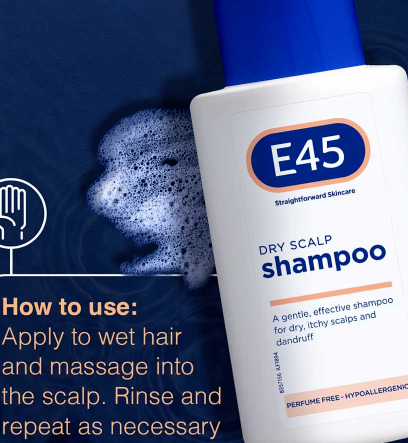 E45 Dermatological Dry Scalp Anti Dandruff Shampoo Hypoallergenic 200