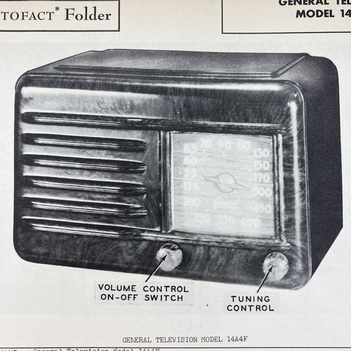 1946 General Television Radio Model 14A4F Wire Schematic Repair Manual ...