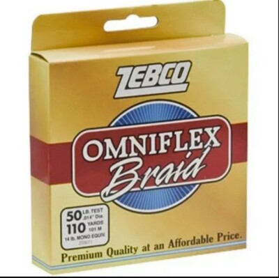 50lb Braided Fishing Line Zebco OmniFlex Braid Premium Line 110 YD Low ...