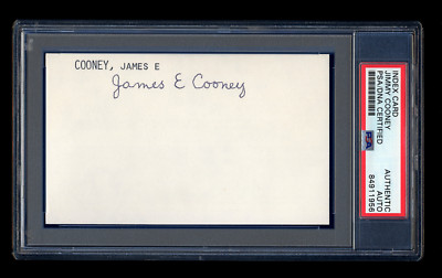 JIMMY COONEY SIGNED MINT INDEX CARD PSA/DNA AUTO 1927 UNASSISTED TRIPLE ...