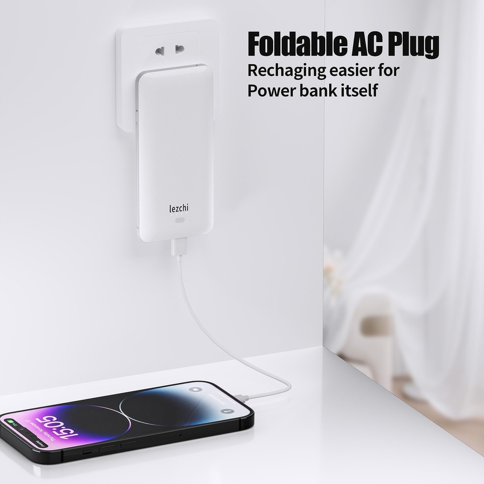 Portable Power Bank, Ultra Slim 10000mAh Portable Charger, USB C ...