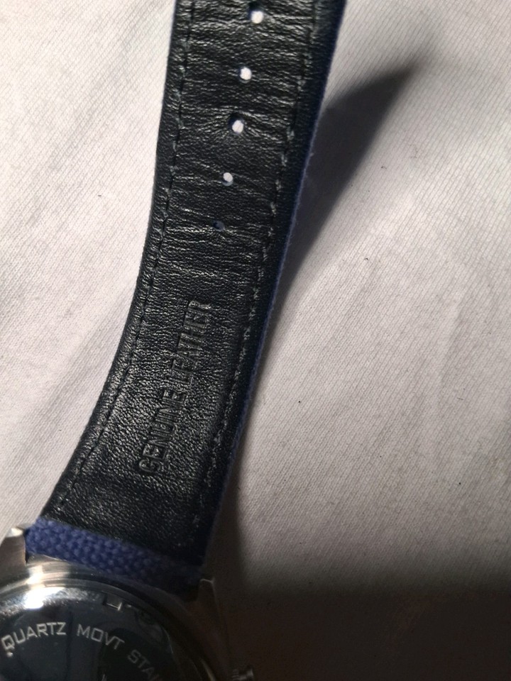 Morphic M53 series Chronograph watchBlue Weaved Leather Band Tachymeter ...