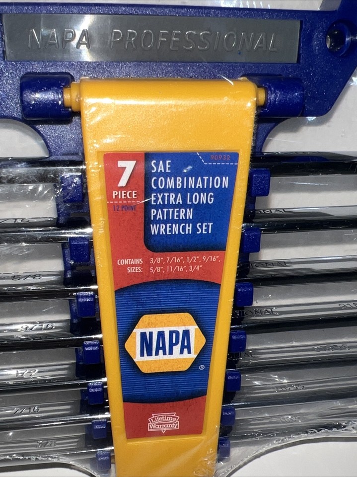 NAPA 7 Piece SAE Combination Extra Long Pattern Wrench Set 12 Point ...