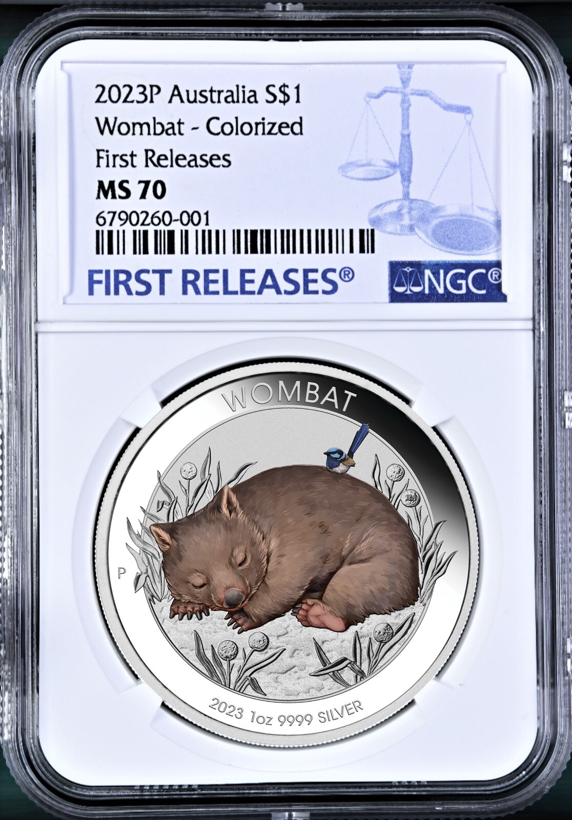 2023 P Australia Wombat 1 oz Silver Colored Coin NGC MS 70 $1 FR Blue ...
