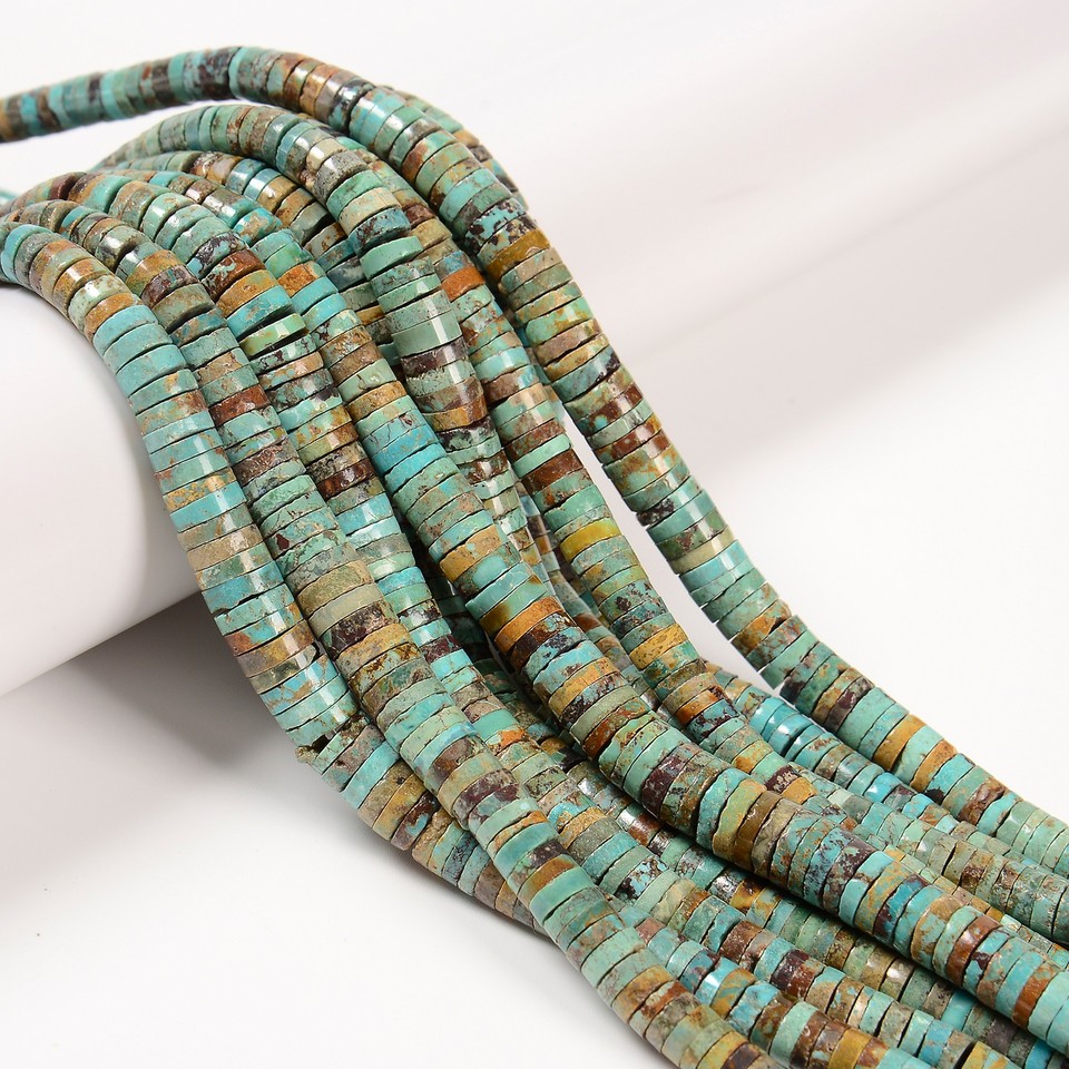 Natural Turquoise Graduated Heishi Disc Beads Size 2x3-2x8mm 15.5 ...