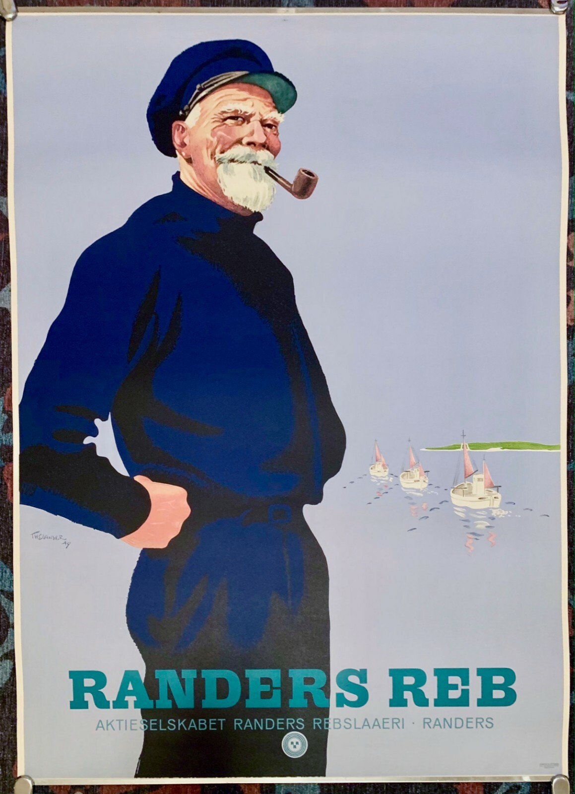 ORIGINAL DANISH RANDERS REB (ROPE) AD POSTER MARINER/NAUTICAL THEME ...
