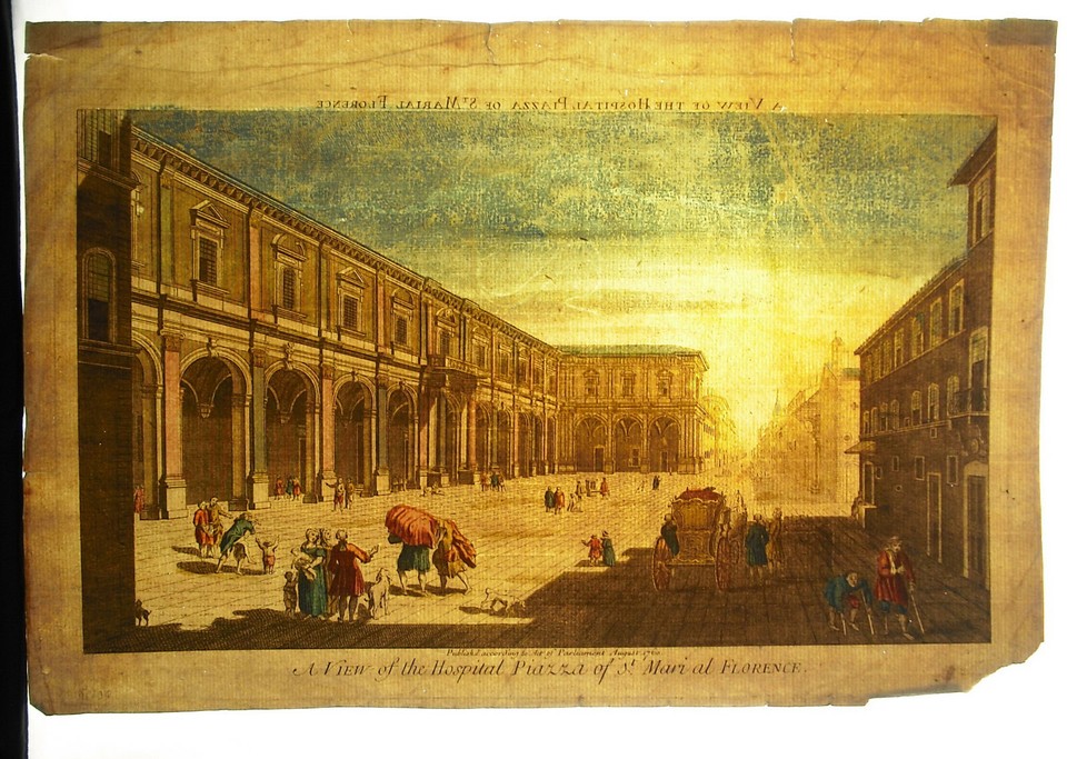 Print 18th c1770 Hospital Santa Maria Nuova Italy Florence Piazza St ...