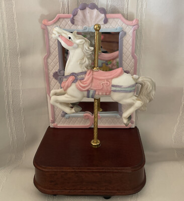 Vintage 1989 Giftec Musical Moving Horse Carousel Plays the Tune ...