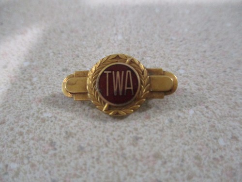 early pilot TWA Airline employee award company lapel 1/10 10 kt gold ...